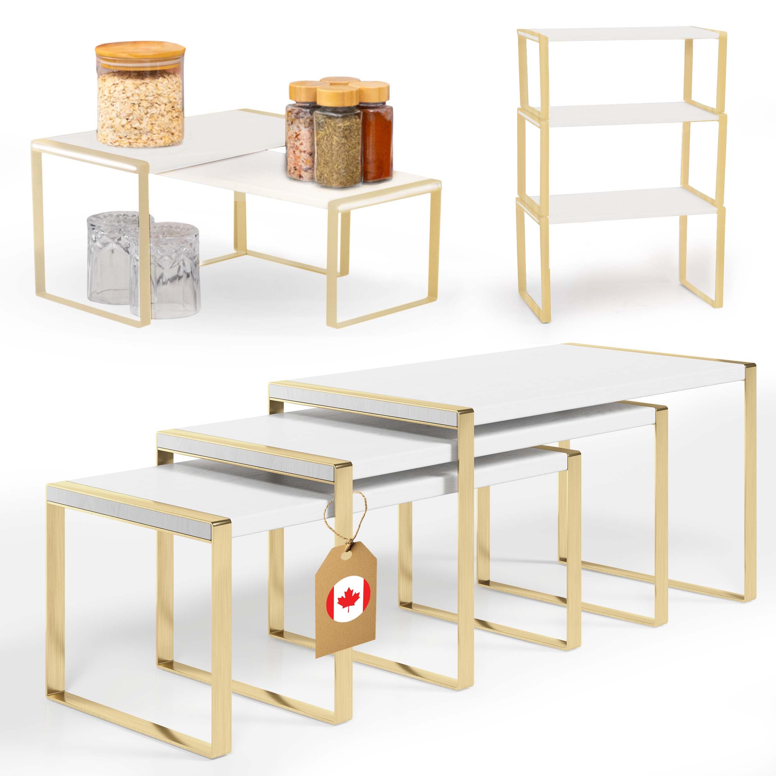 Ibyx Premium Kitchen Cabinet Organizer Shelf - Set of 3 Kitchen Counter ...