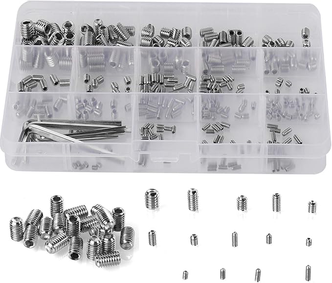 FandWay Gewindestift-Set, 340-teilig, Innensechskant, M2,5 / M3 / M4 / M5 / M6 M8, mit 6 ...