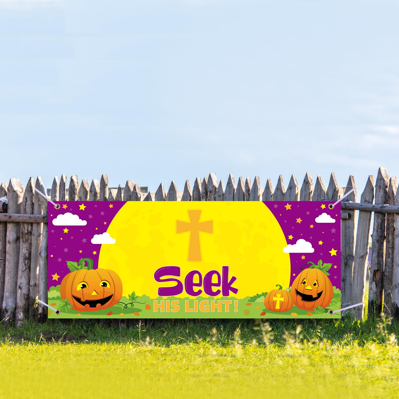 SmoothNovelty Halloween Christian Pumpkin Backdrop Banner Seek His ...