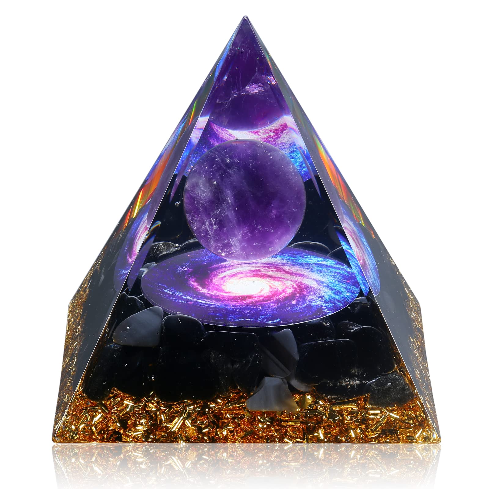 Hopeseed Orgone Pyramid for Positive Energy, Orgonite Amethyst&Obsidian ...