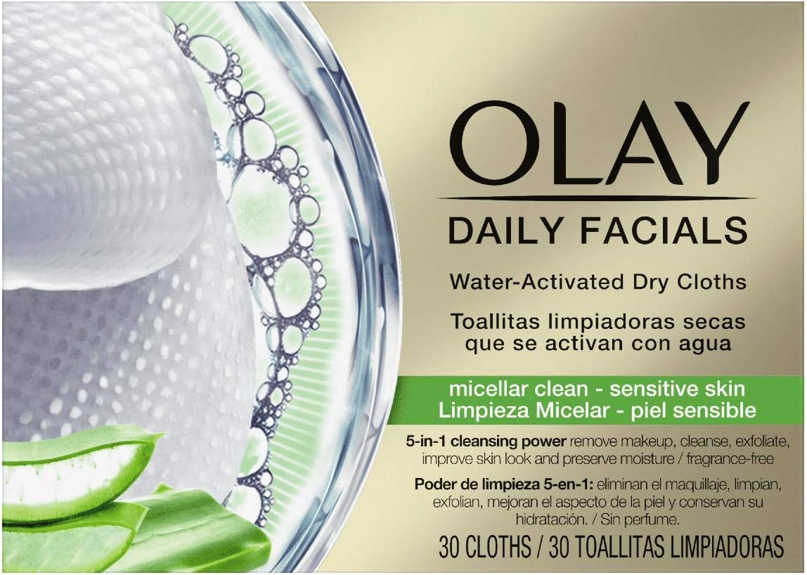 Olay Daily Facials 5-in-1 Water Activated Dry Cloths - Micellar Clean ...