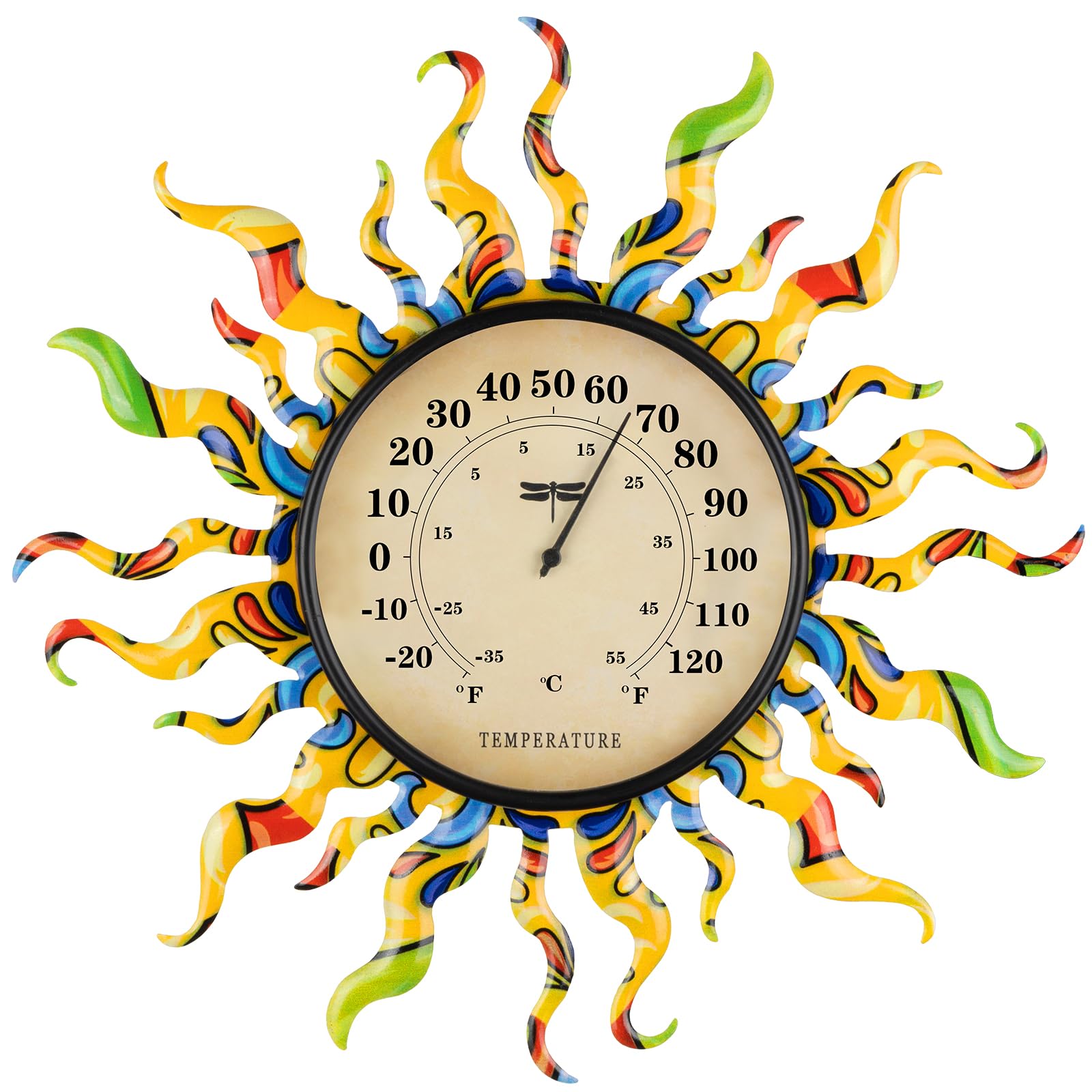 Sun Thermometer 13'' Wall-Mounted Outdoor Indoor Thermometer Muticolor ...