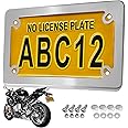 Amazon.com: BGGTMO Motorcycle License Plate Frame, Chrome Stainless ...