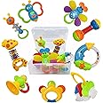 Amazon.com : 9pcs Baby First Rattle Teether Toy Gift Set with Storage ...