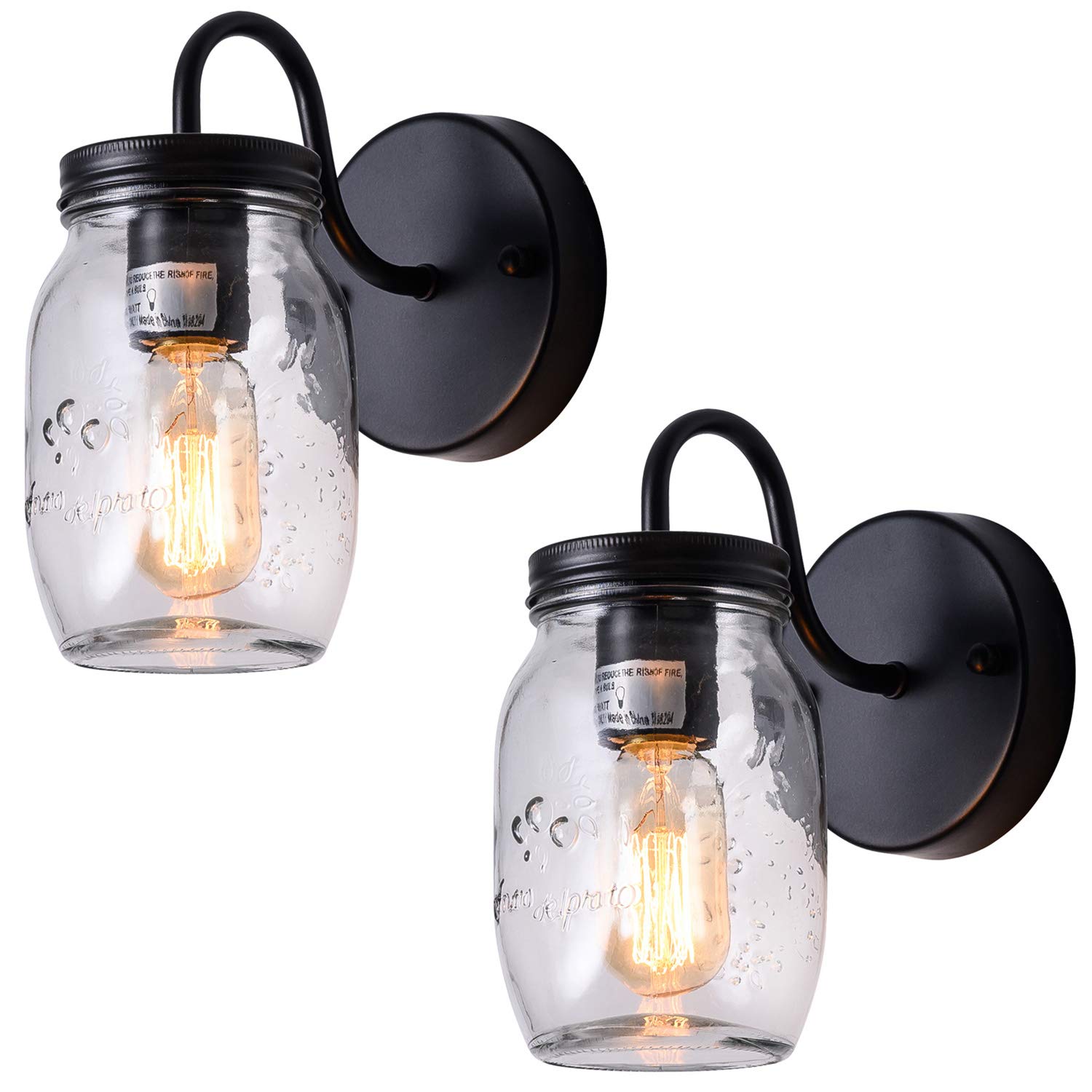 Buy Sconces Wall Lighting, Retro Wall Sconces Set of Two, Black Vanity ...