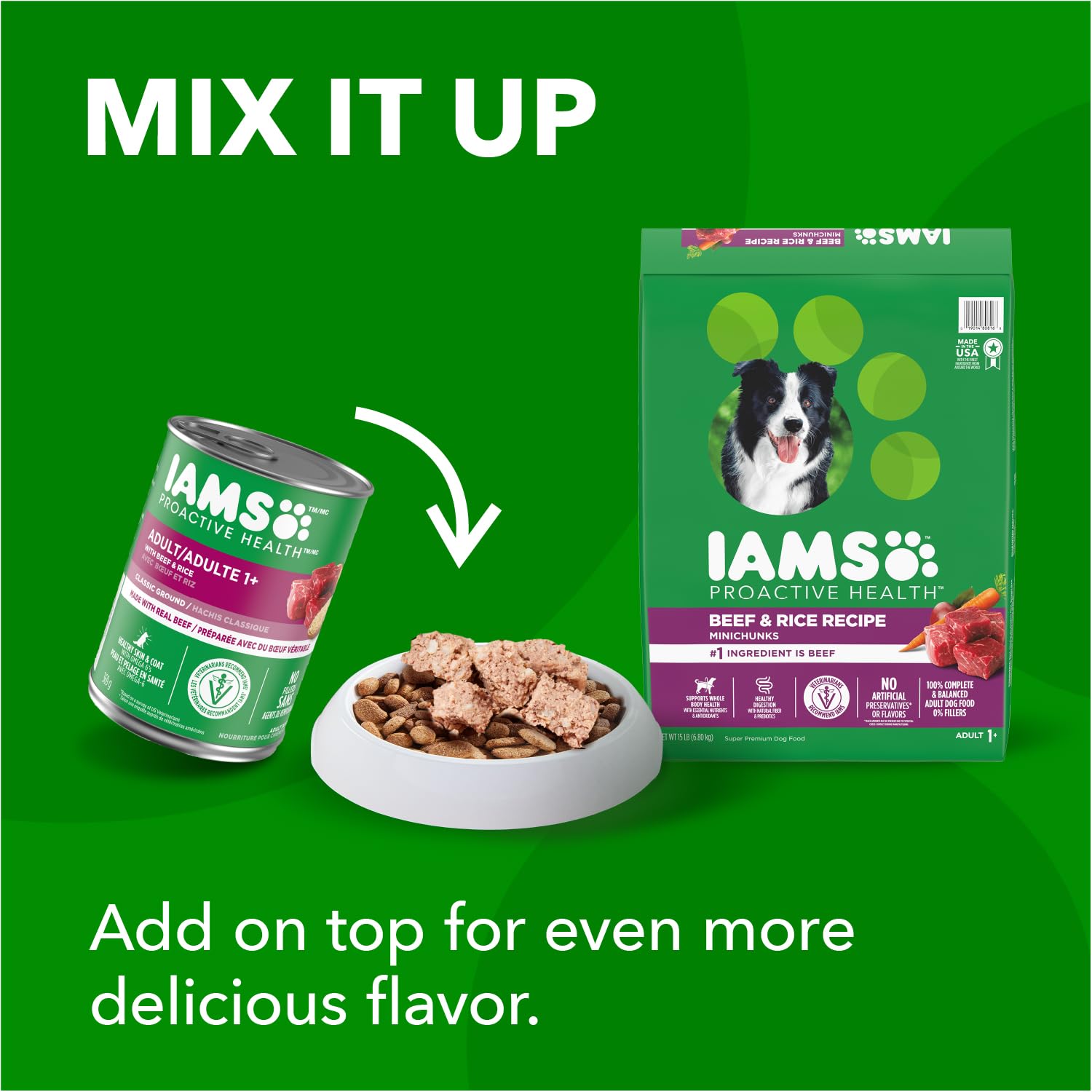 IAMS Proactive Health Adult Dry Dog Food Beef And Rice Recipe, 7 Lb ...