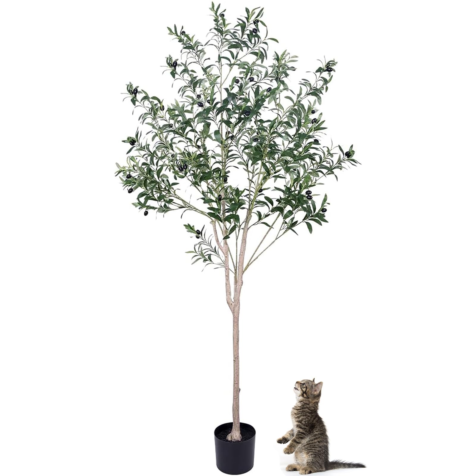 JUSTOYOU Artificial Olive Trees, 6FT Tall Faux Tree Potted Fake Olive ...