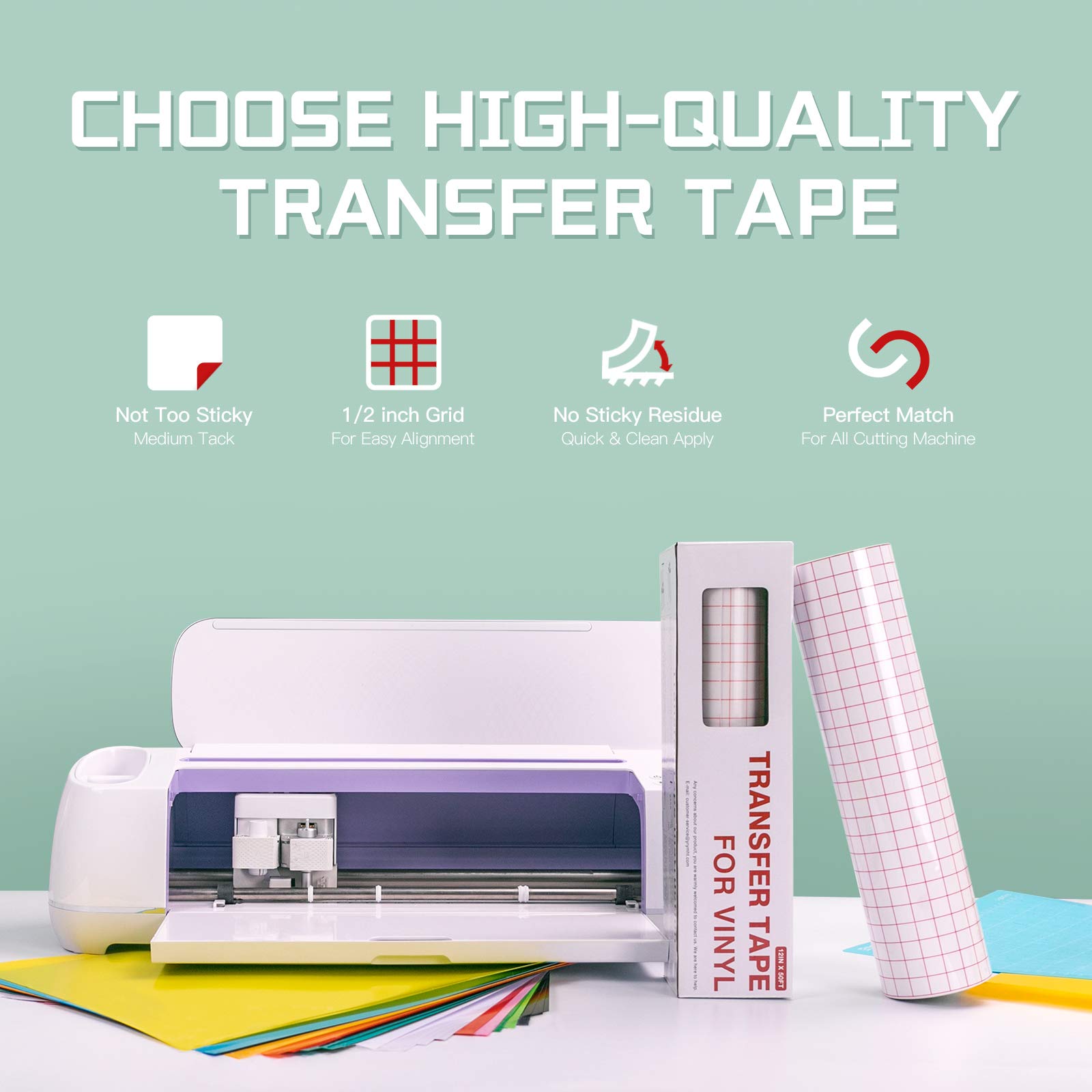 Mua Clear Vinyl Transfer Paper Tape Roll-12 x 50 FT w/Alignment Grid ...