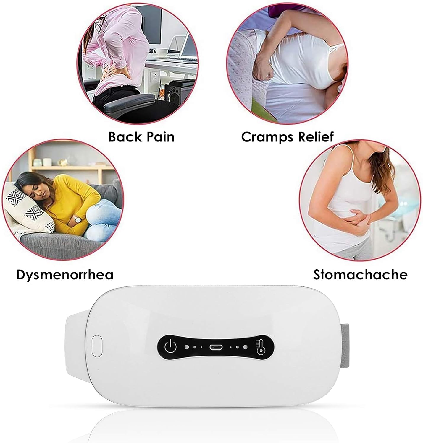 Menstrual Heating Pad Electric Cordless Heated Waist Belt with 3 Heat ...