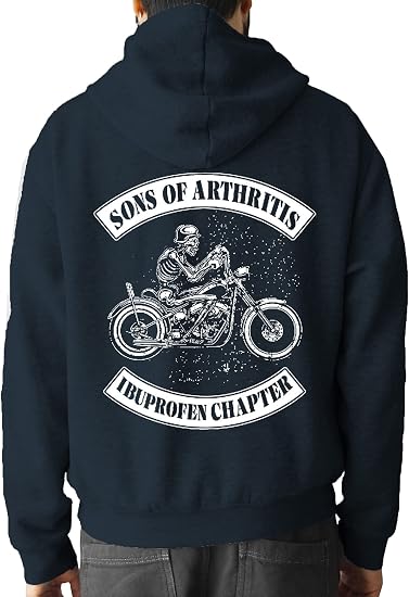 Men's Son's of Arthritis Back Print Hoody Gym Top Bikers Hoodies (Navy ...