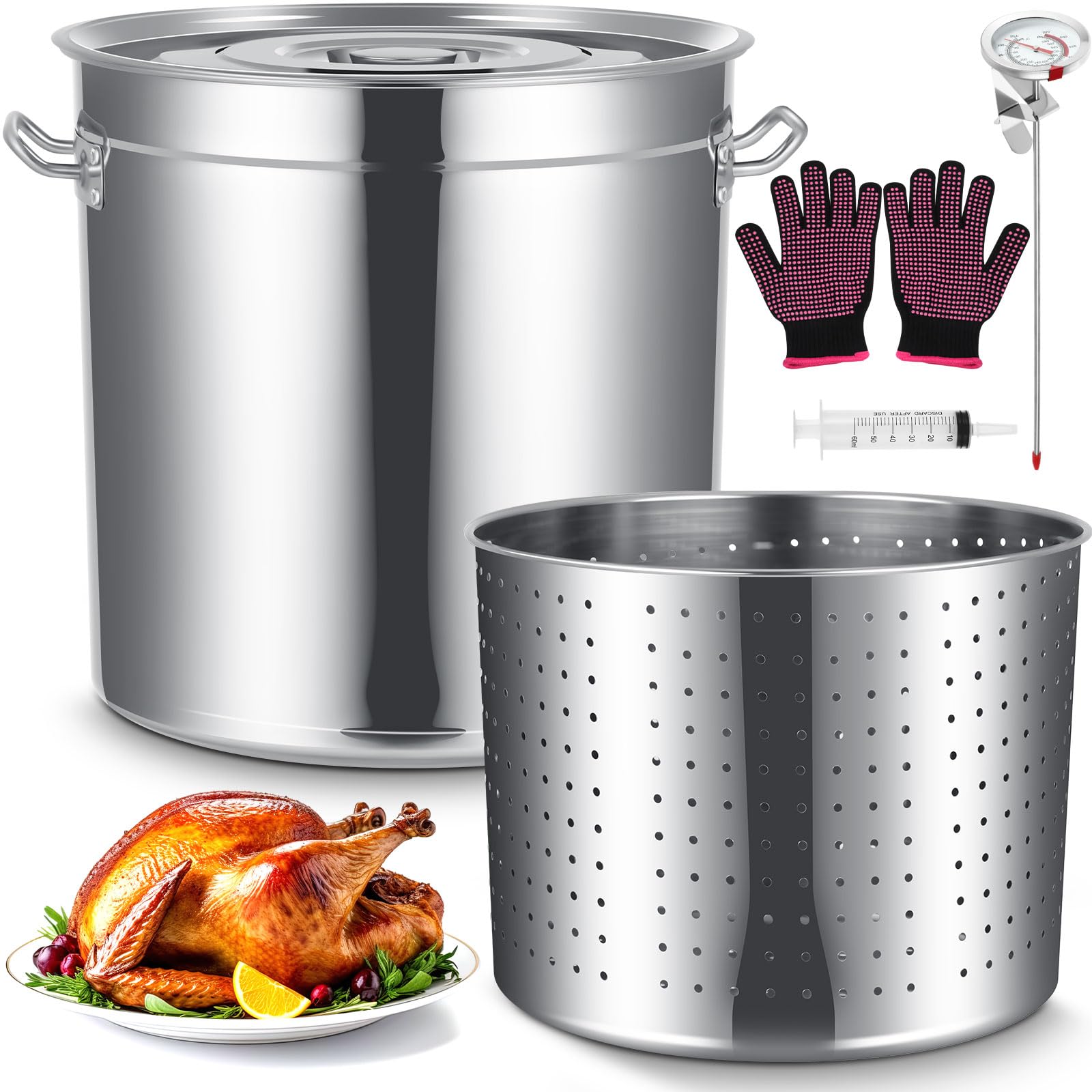 Geetery Stainless Steel Seafood Boil Pot with Basket, Stock Pot with ...