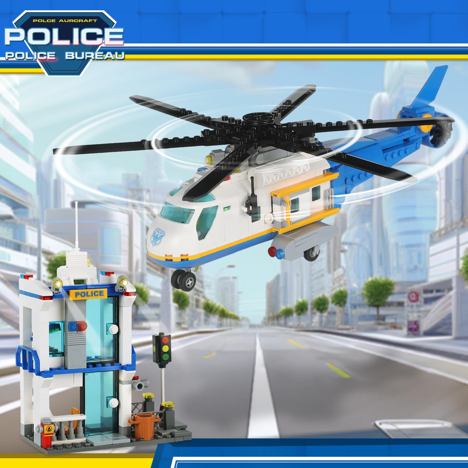 City Helicopter Building Block Toys, Compatible with Lego City Police ...