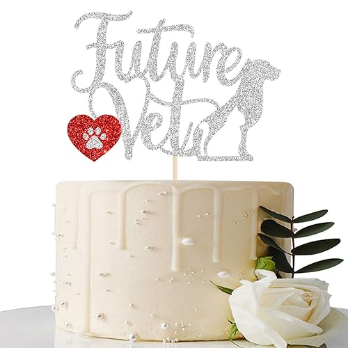 Silver Glitter Future Vet Cake Topper - Veterinarian Cake Topper ...