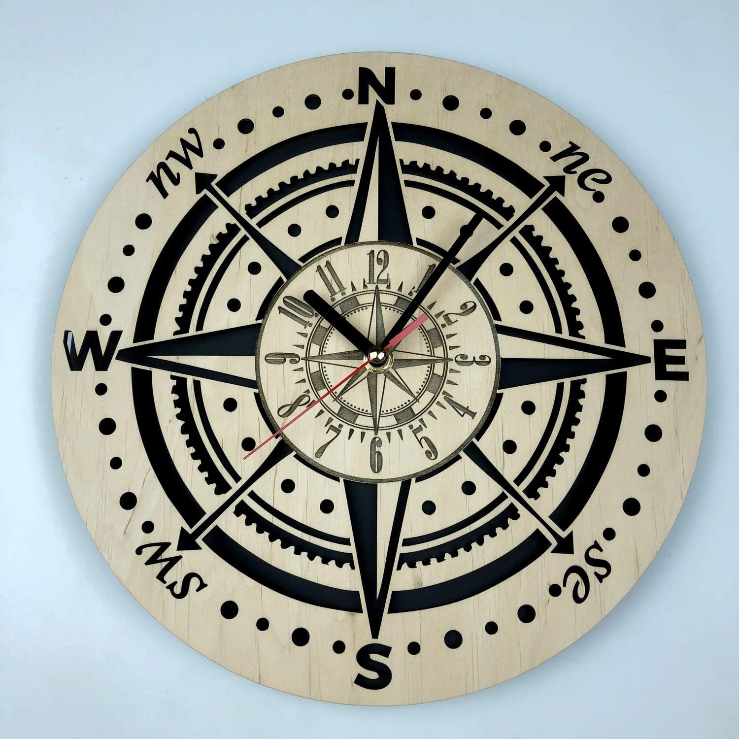 Amazon.com: Compass Wall Clock Eco Wood - Unique Gift Idea for ...