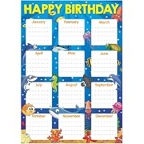 Birthday Poster For Classroom JUESMOS Happy Birthday Chart - Ocean ...