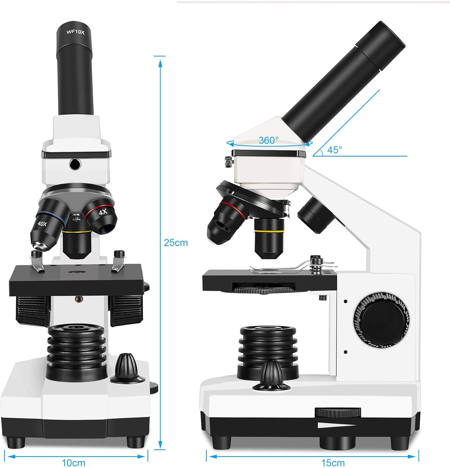 Solomark Microscope,40x – 640x Professional Monocular Biological ...