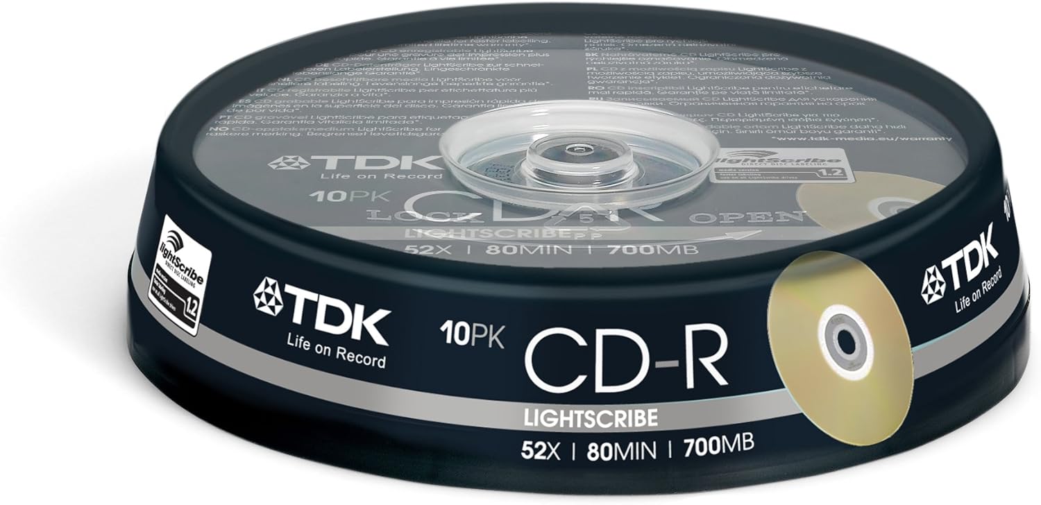TDK CD-R 80 700MB Lightscribe 10 Pack Spindle: Amazon.co.uk: Computers & Accessories