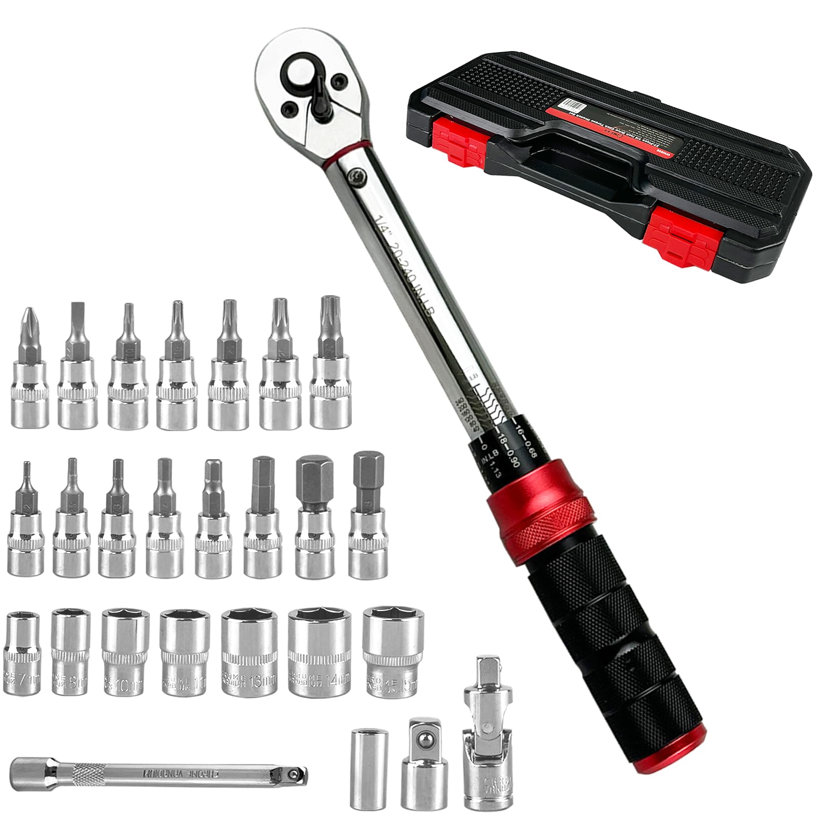 Mua 27Piece Click Torque Wrench Set, 1/4 Inch Drive Bike Torque Wrench ...