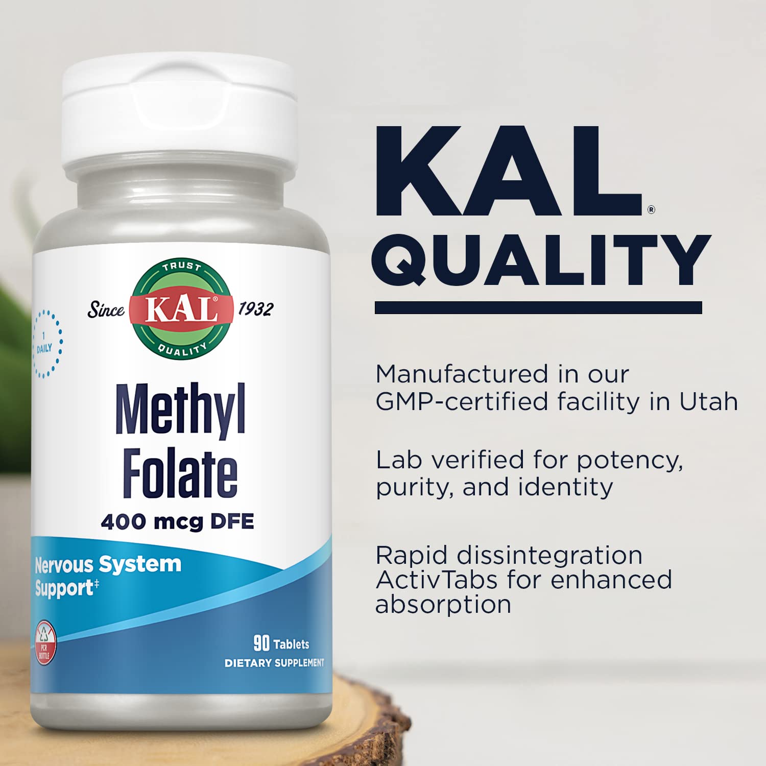 Mua KAL Methyl Folate 400 mcg DFE, 5-MTHF Active Form Vitamin B9, Folic ...
