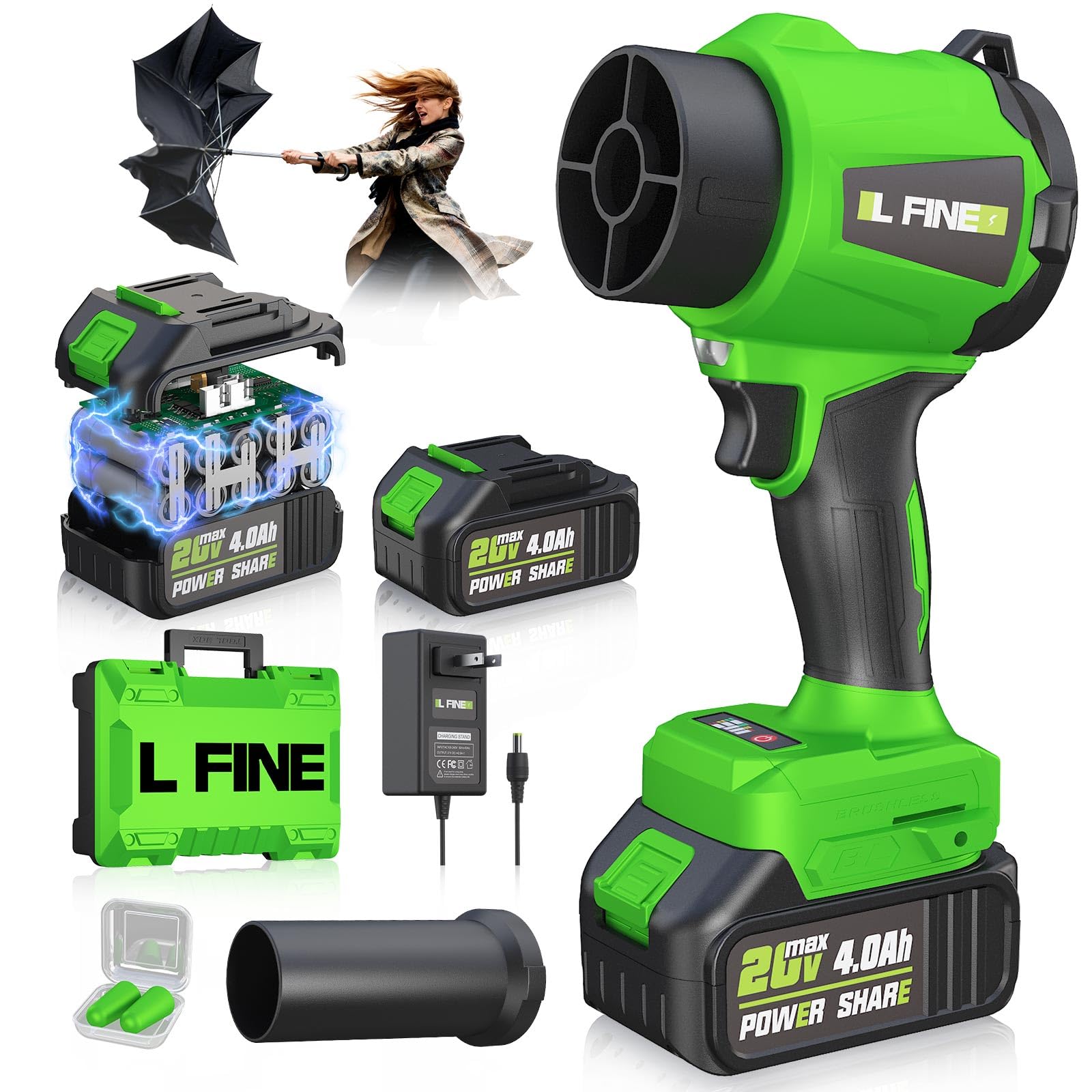 Leaf Blower Cordless - Lightweight Electric Handheld Blower with ...
