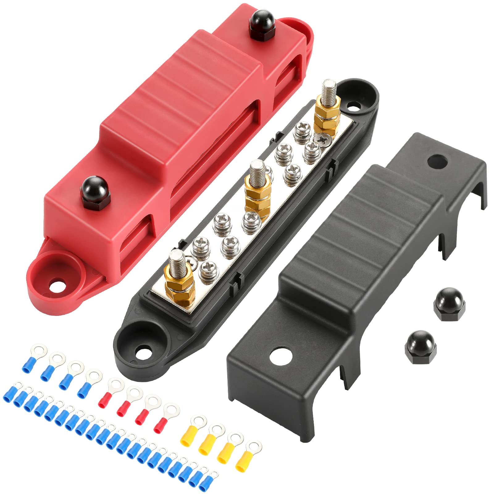 Mua Bus Bar 1/4” Post, Huazu 3 Stud Power Distribution Block 10x#8 ...