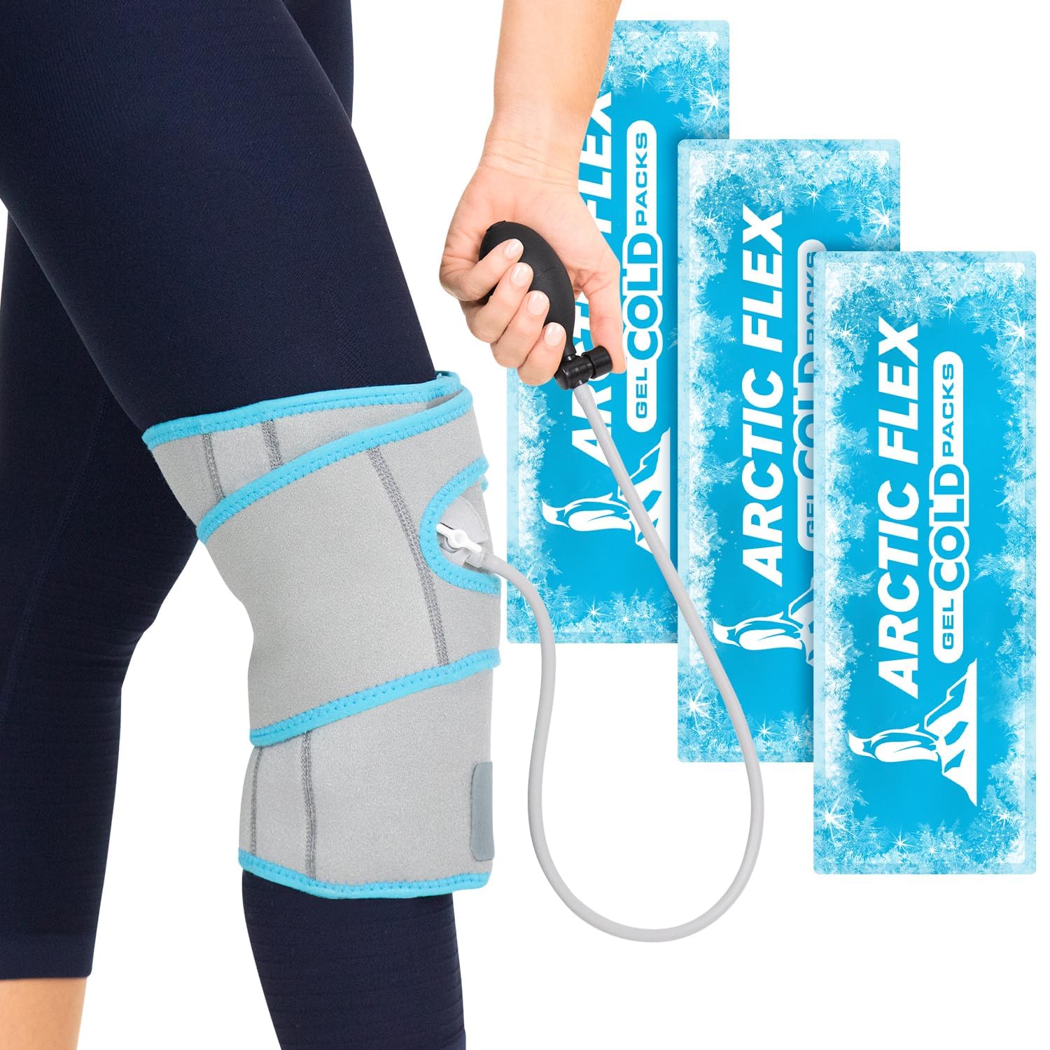 Vive Compression Knee Ice Wrap - Reusable Brace with Air Pump - Hot ...