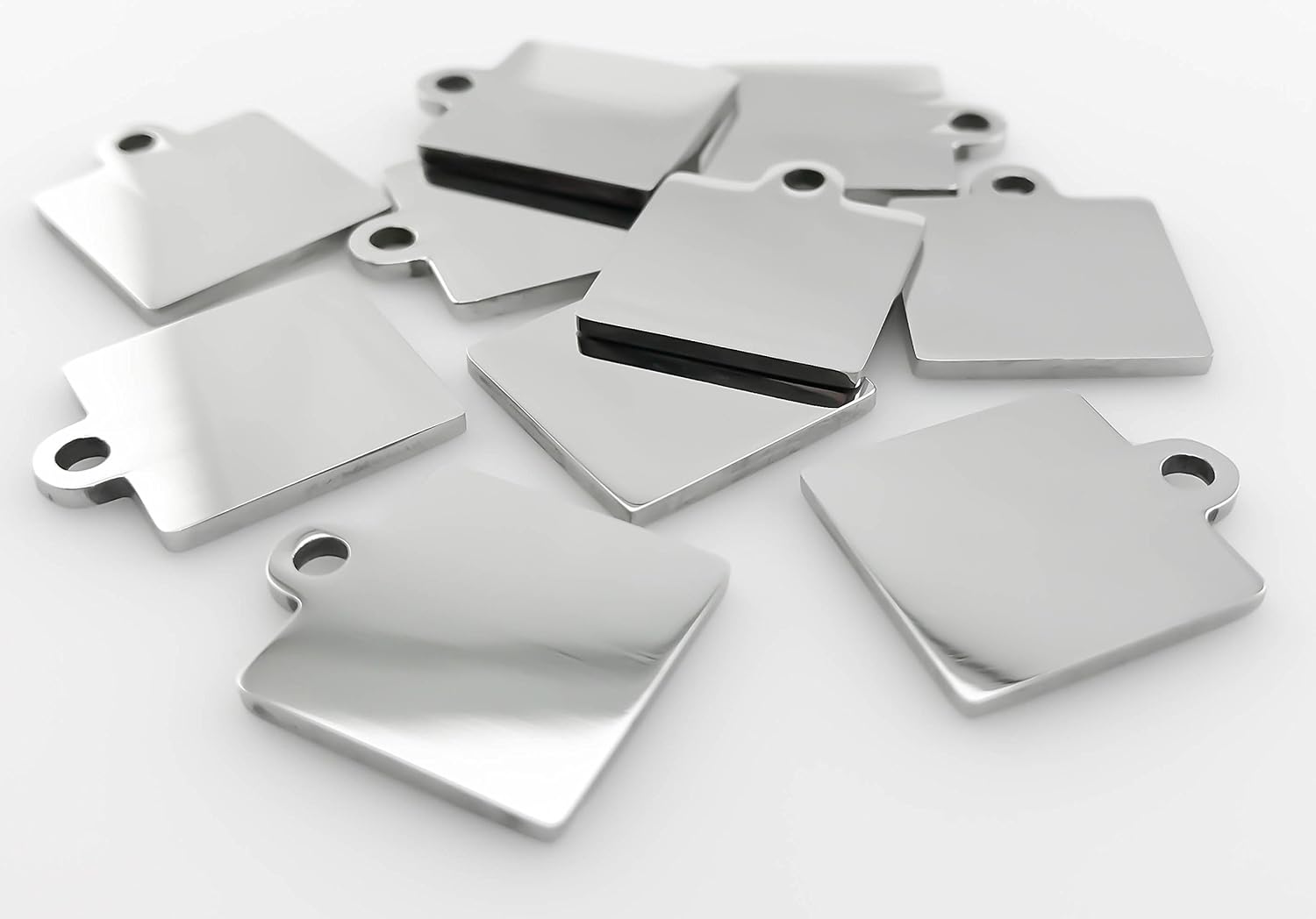 Amazon.com: 10 Highly Polished Stainless Square Blank Tag - Quality ...