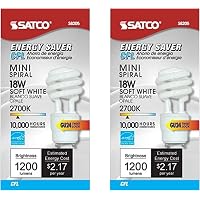 (2-Pack) Satco S8205 18-Watt 2700K GU24 Base Mini Spiral Compact ...
