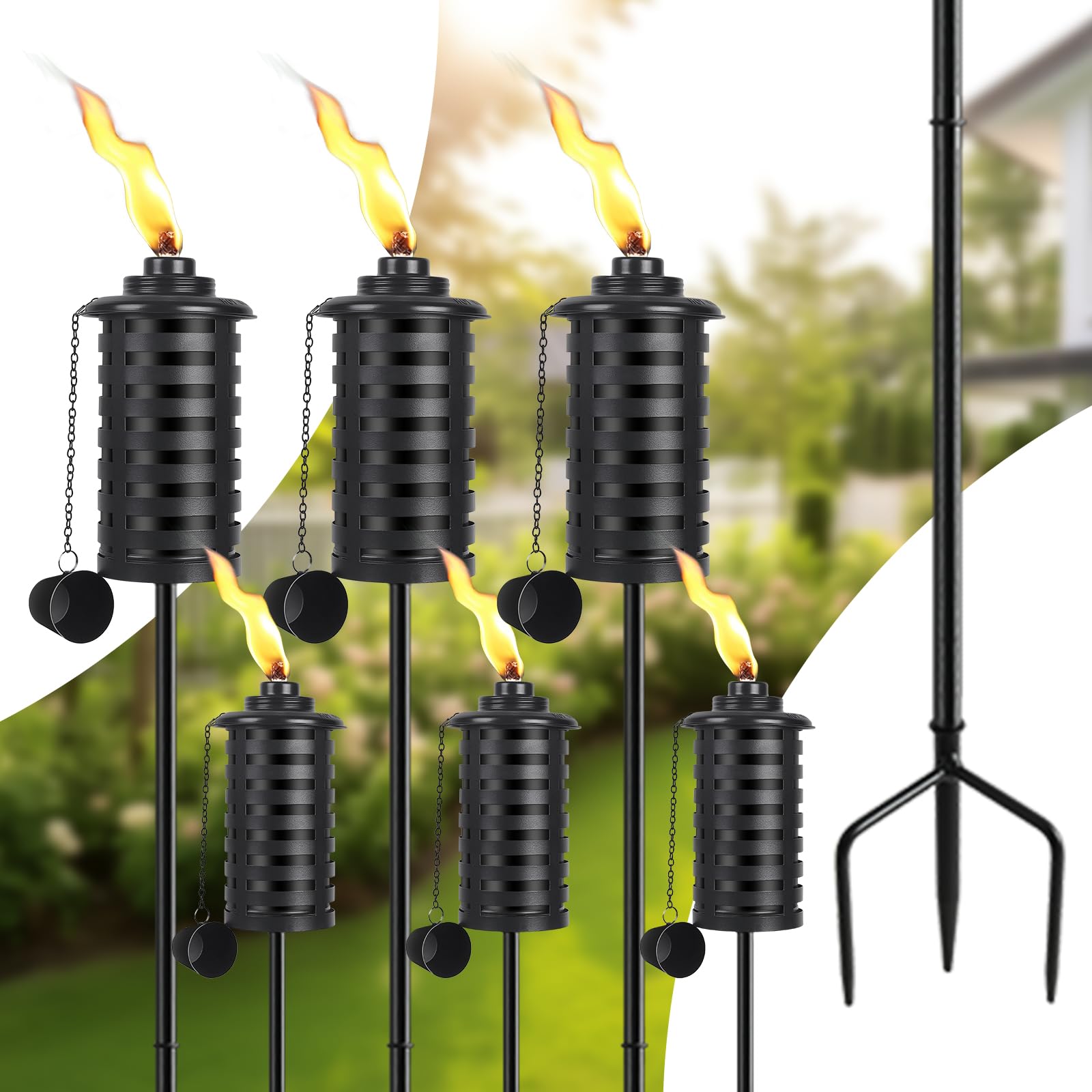 SNOGSWOG Citronella Torches for Outside Set of 6, 16 Oz Outdoor Garden ...