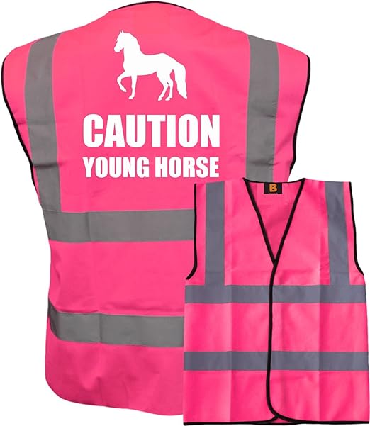 Bright Pink High Visibility Vest with White CAUTION YOUNG HORSE - HORSE ...