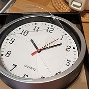 REAL ACCESSORIES® Large Silver Round Stylish Modern Wall Clock. Easy ...