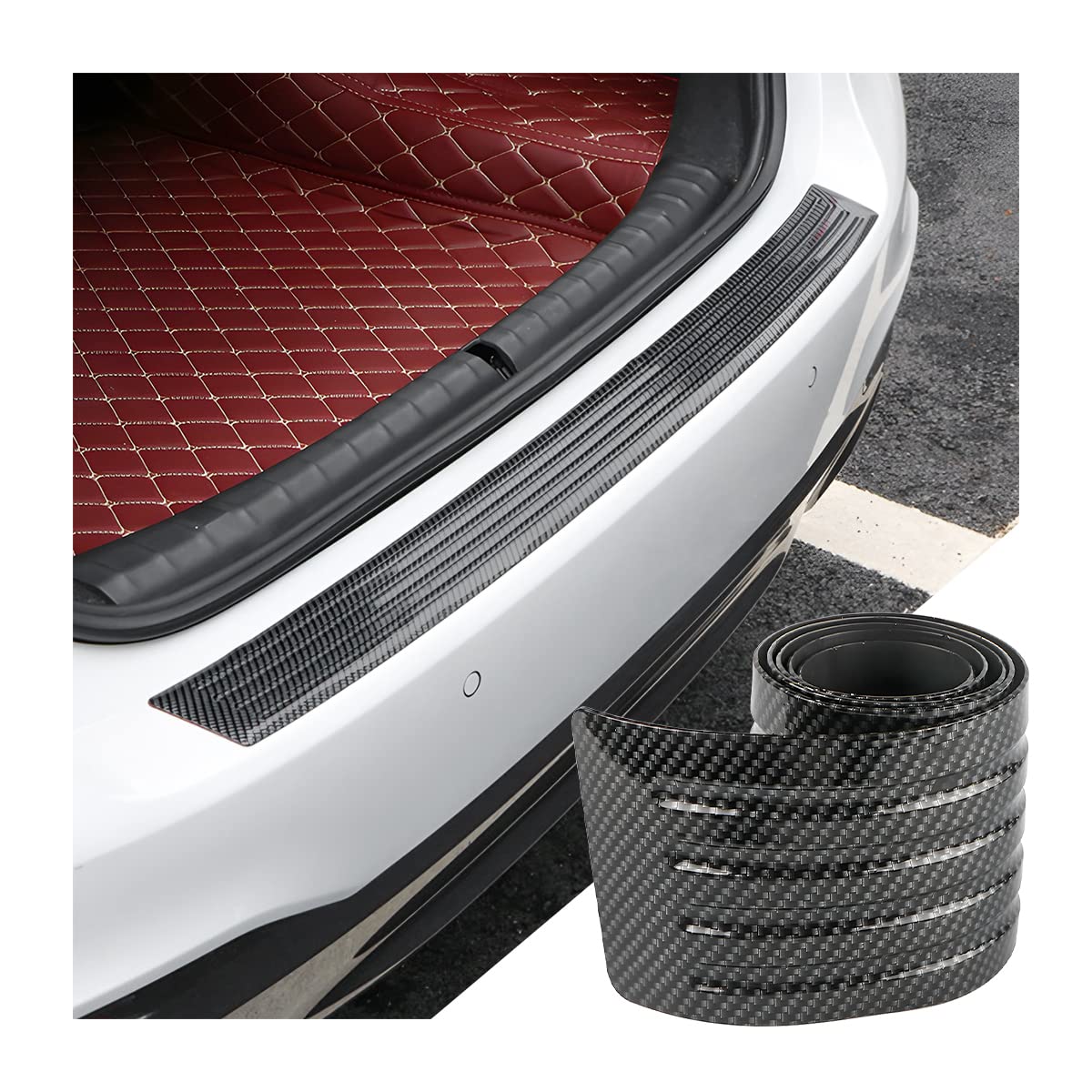 Moioee Car Rear Bumper Protector Guard, Carbon Fiber Anti-Scratch Trunk ...