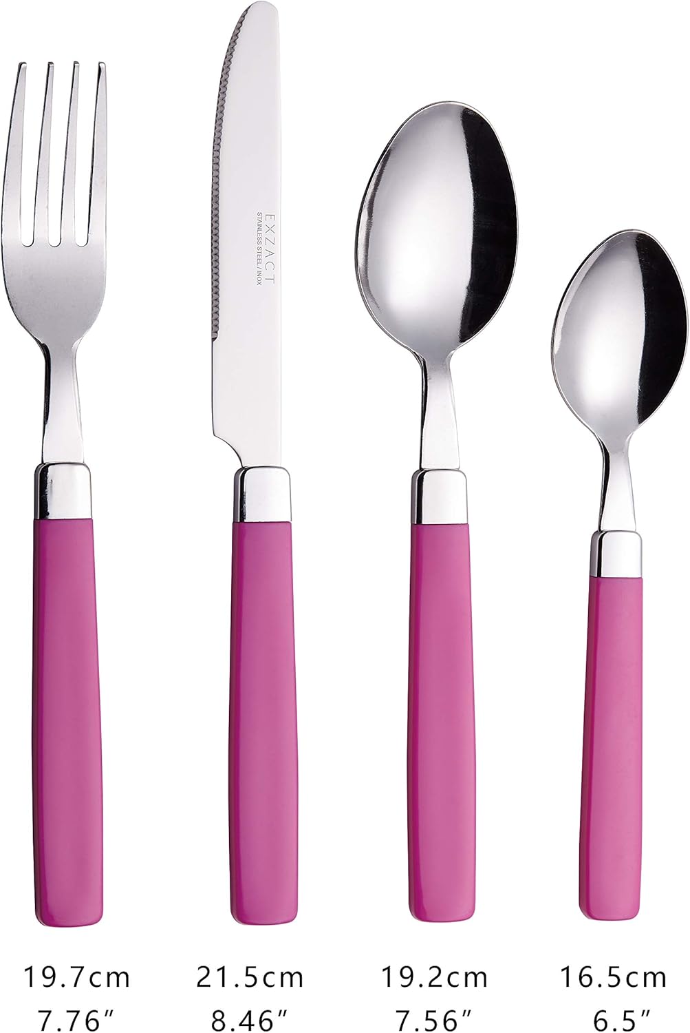 EXZACT Cutlery Set 16pcs Stainless Steel – Coloured Handles – 4 x Forks ...