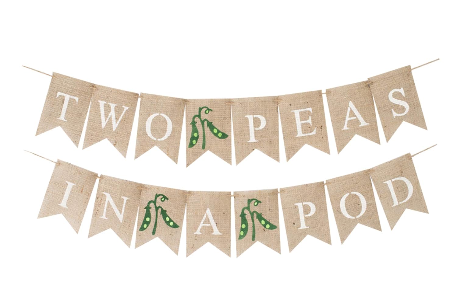 Amazon.com: Two Peas In A Pod Banner for Twin Baby Shower or Gender ...