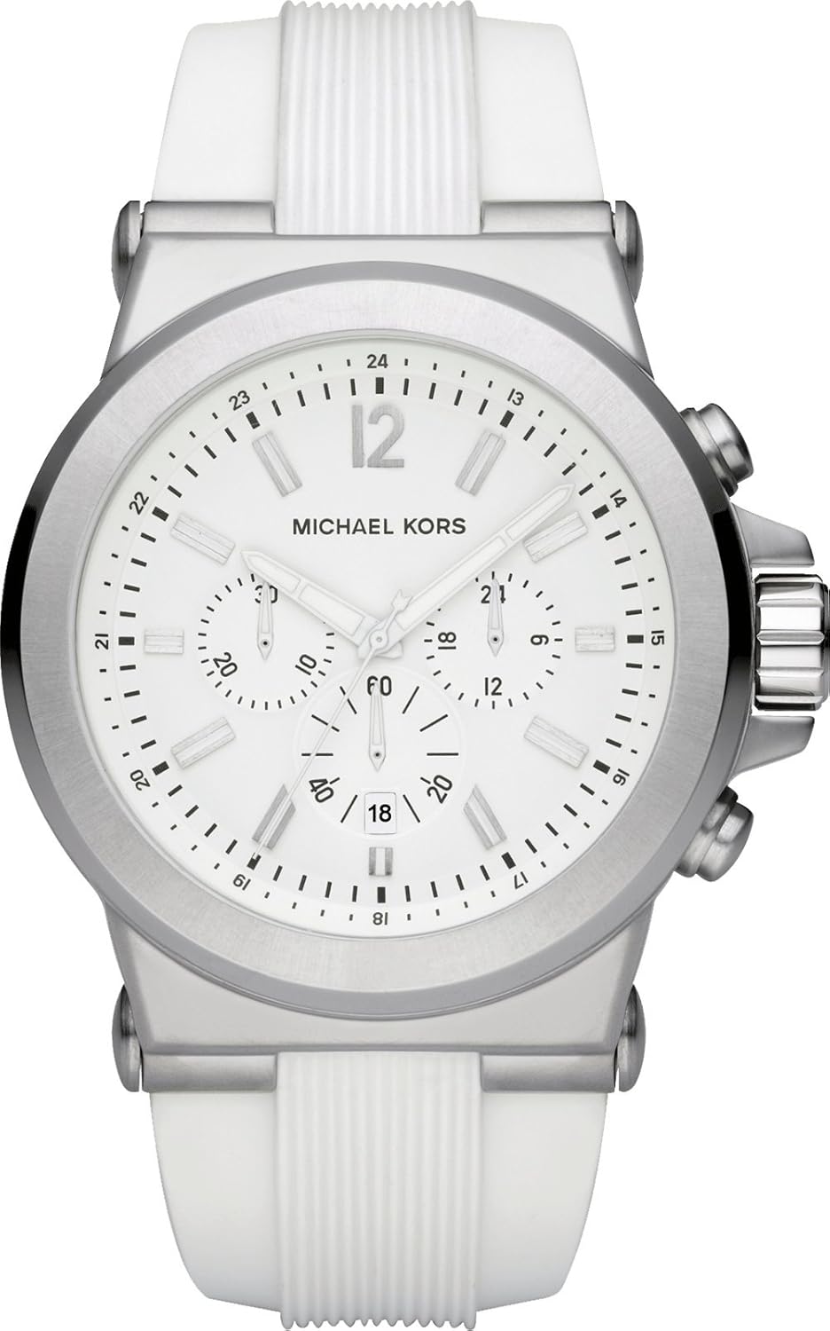 Michael Kors Mk8153 Gents Watch with White Rubber Strap and White Dial ...