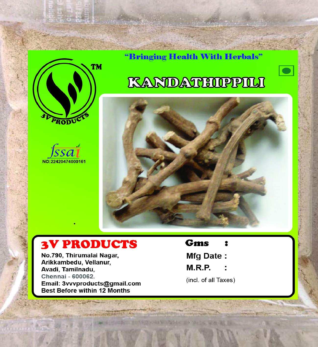 Buy Generic 3V Products: Kandathippili powder 400g / Piper root/Piper ...