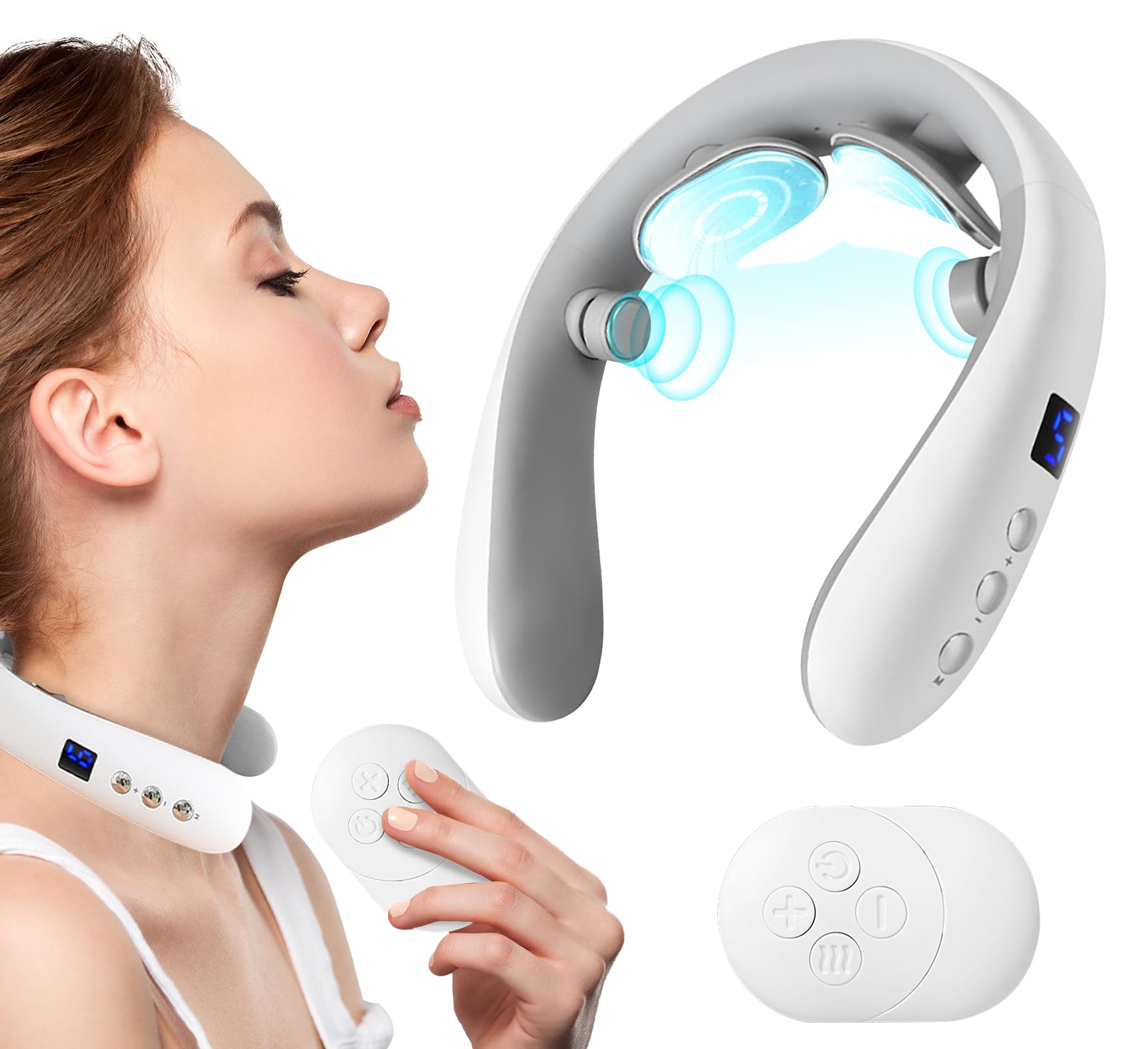 Neck Massager with Heat, Portable Electric Neck Massager for Pain ...