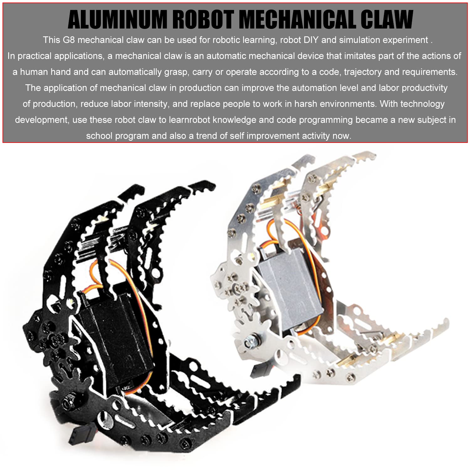 Professional Metal Robot Arm Claw Mechanical Gripper With High Torque Servo, Hand Fingers Paw RC ...