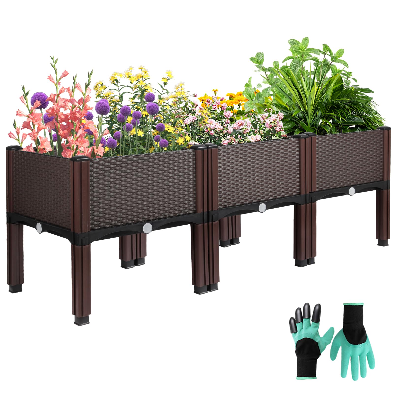 Emalie Raised Garden Beds Elevated Plastic Planter Box with Drainage ...
