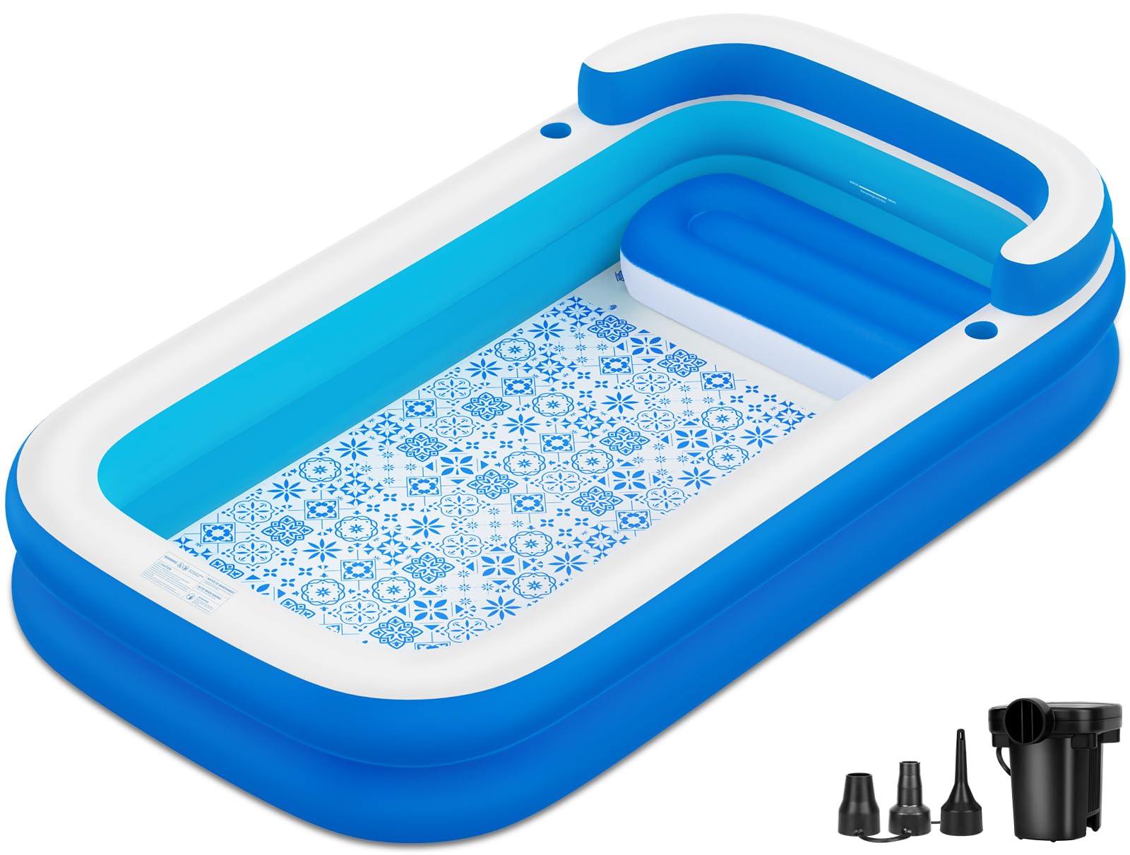 Large Inflatable Swimming Pool, 120" X 85" X 26" Oversized Thickened ...