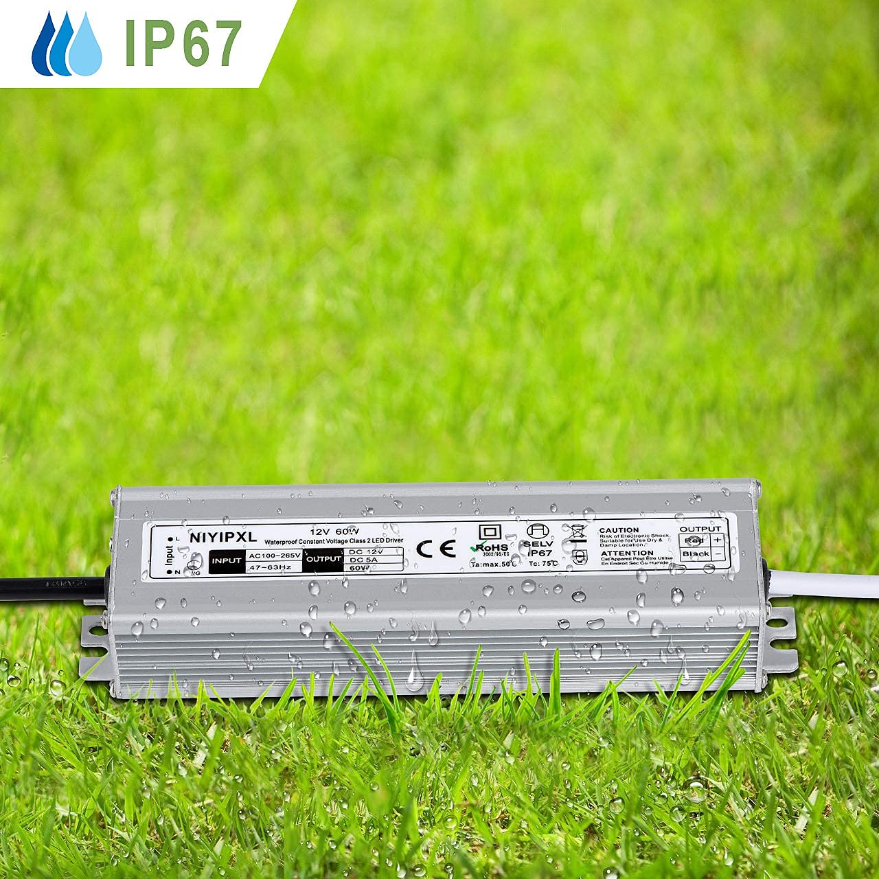 Mua LED Driver 60 Watts Waterproof IP67 Power Supply Transformer Adapter 100V-265V AC to 12V DC ...