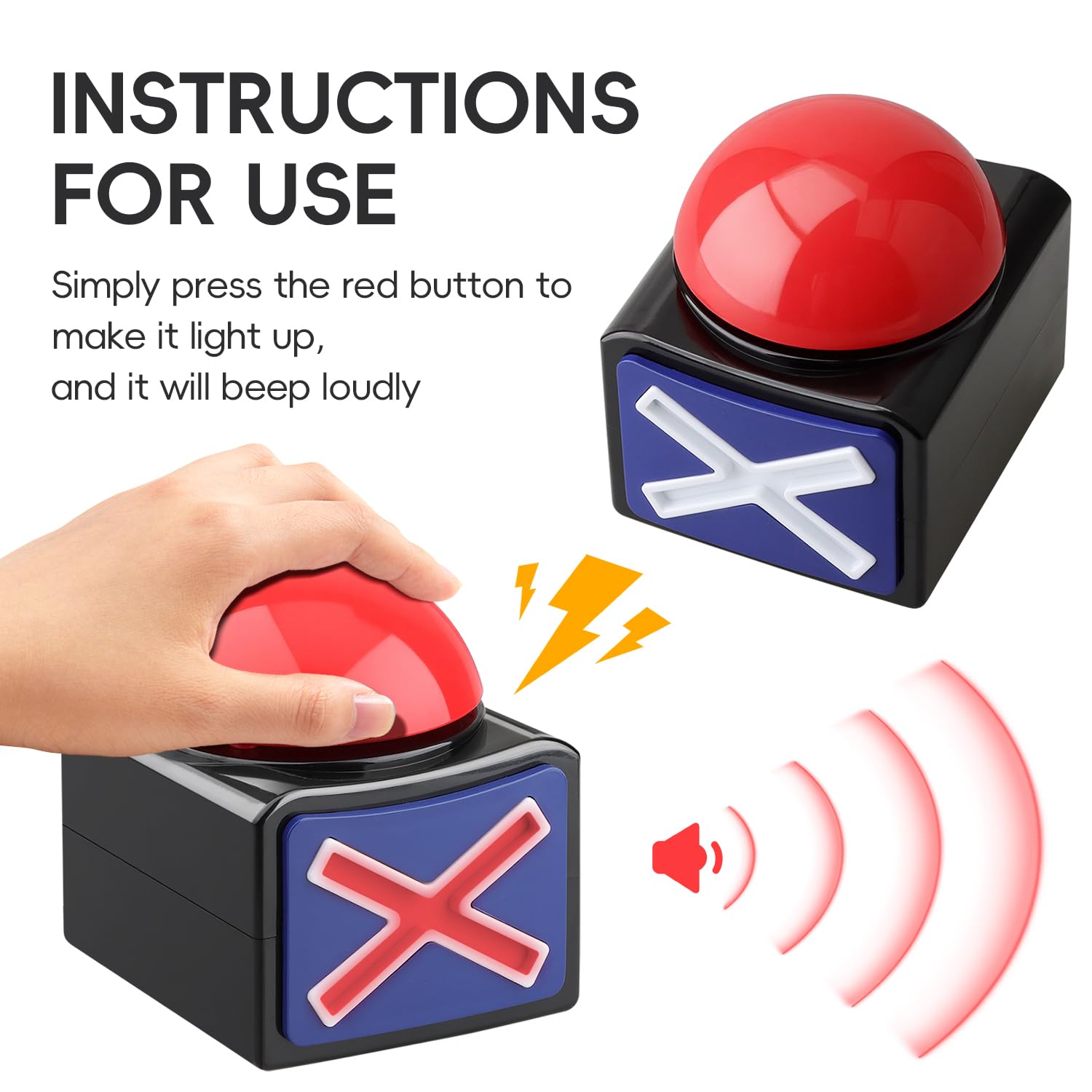 Mua 2Pcs Game Buzzers with Light & Alarm Sound GameShow Button Box ...