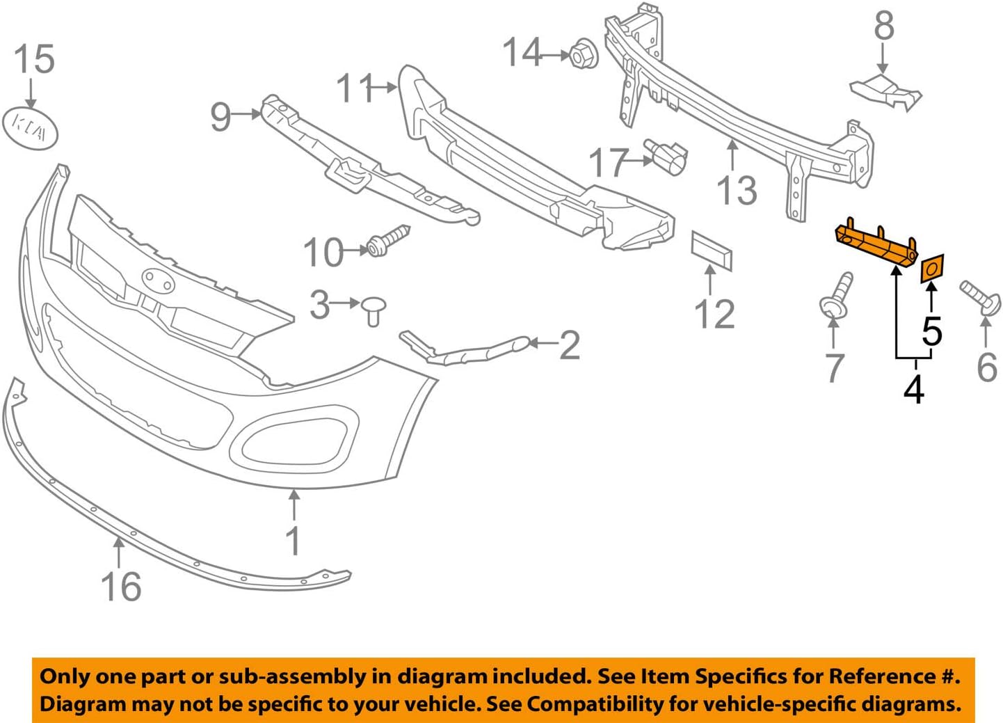 Genuine Kia 86514-1W200 Bumper Side Bracket, Bumpers & Bumper ...