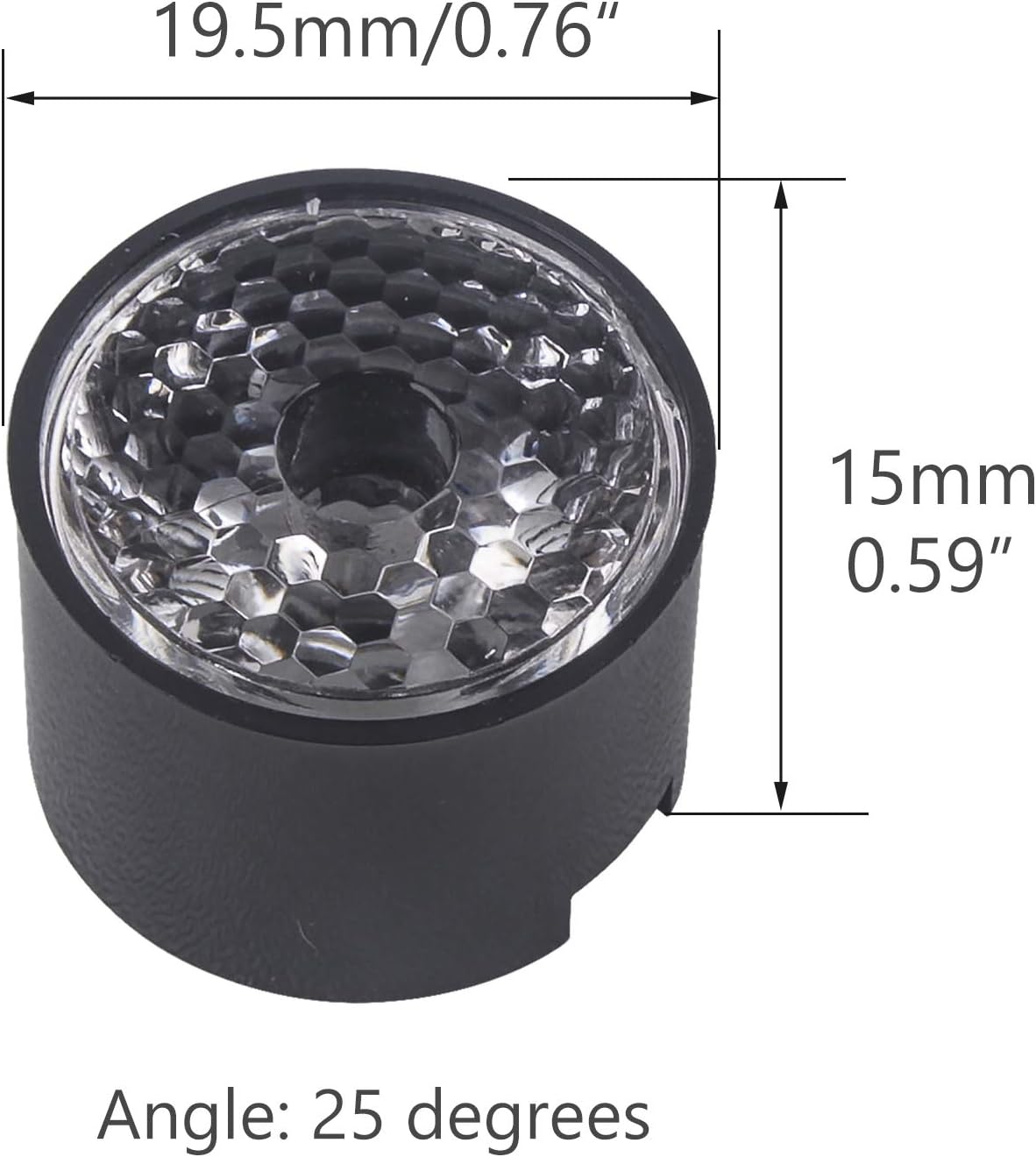 (Pack of 20) Acrylic Lens with Black Holder Bracket, Focusing Led Lens ...