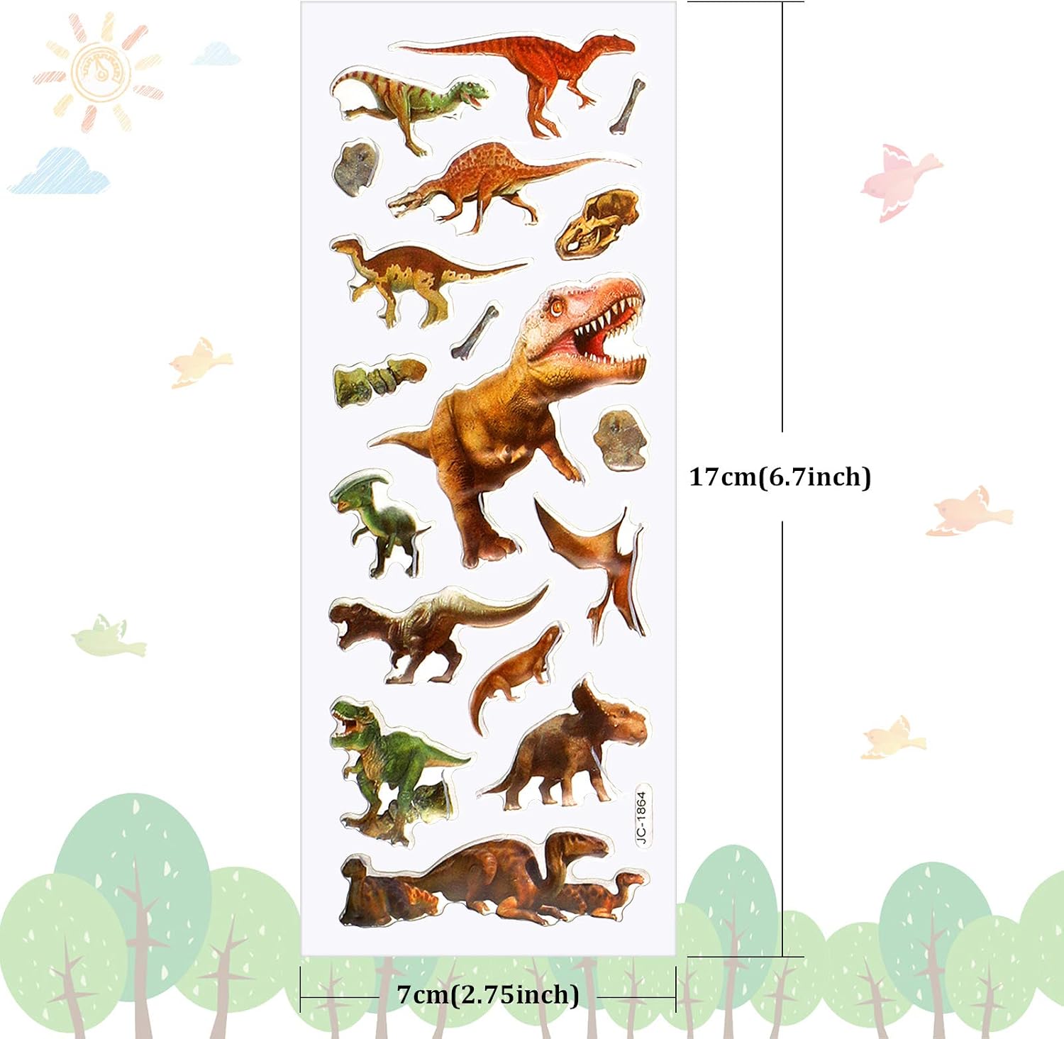 Zonon 14 Sheets Dinosaur 3D Puffy Stickers Dinosaur Theme Stickers DIY ...