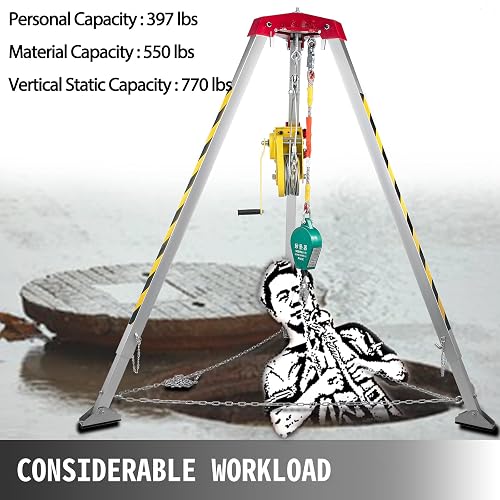 7ft Tripod Confined Space Kit Safety Tripod With 1800lbs Winch Rescue ...