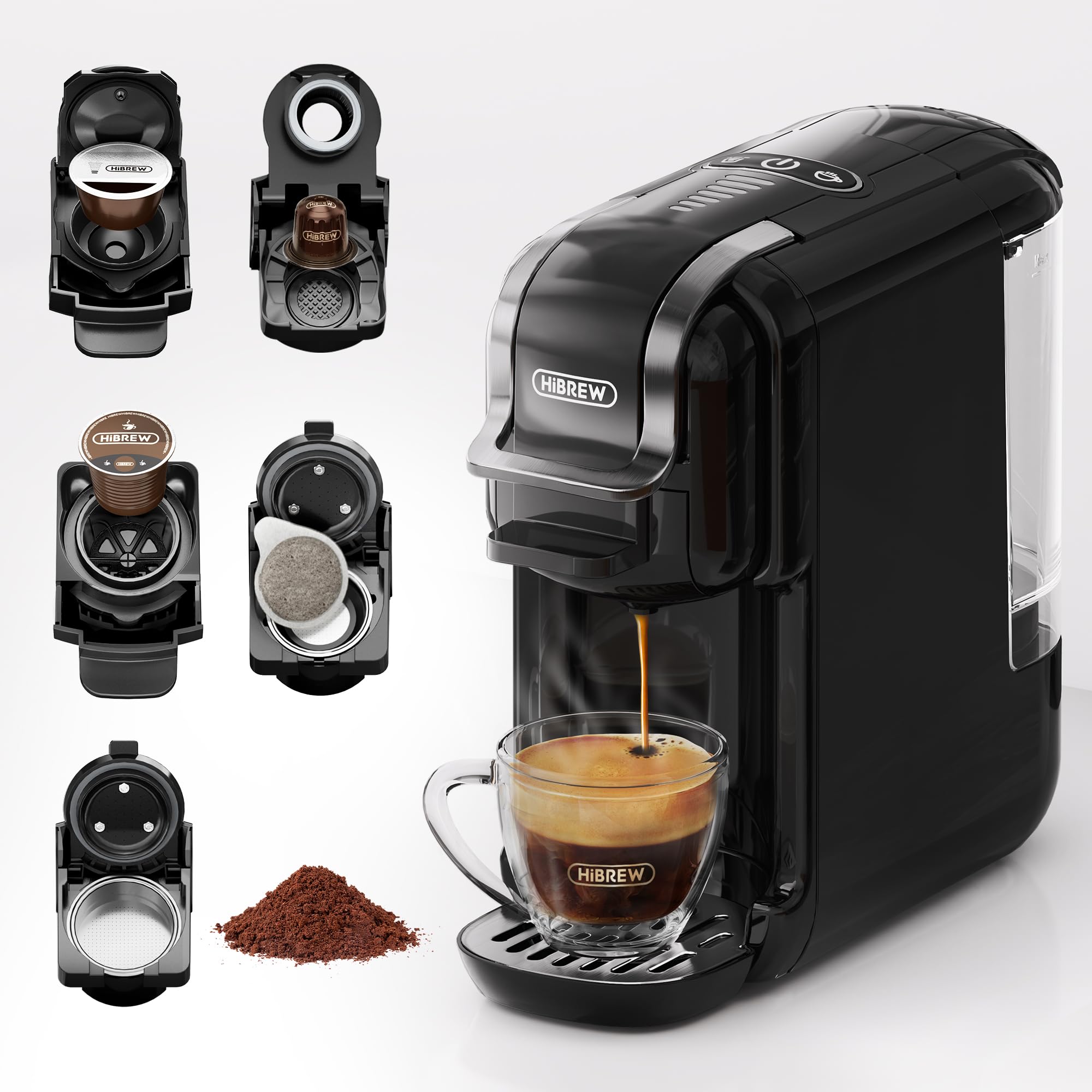 HiBREW H2B 5-in-1 Pods Coffee Maker, 19 Bar Espresso Machine for Pods ...