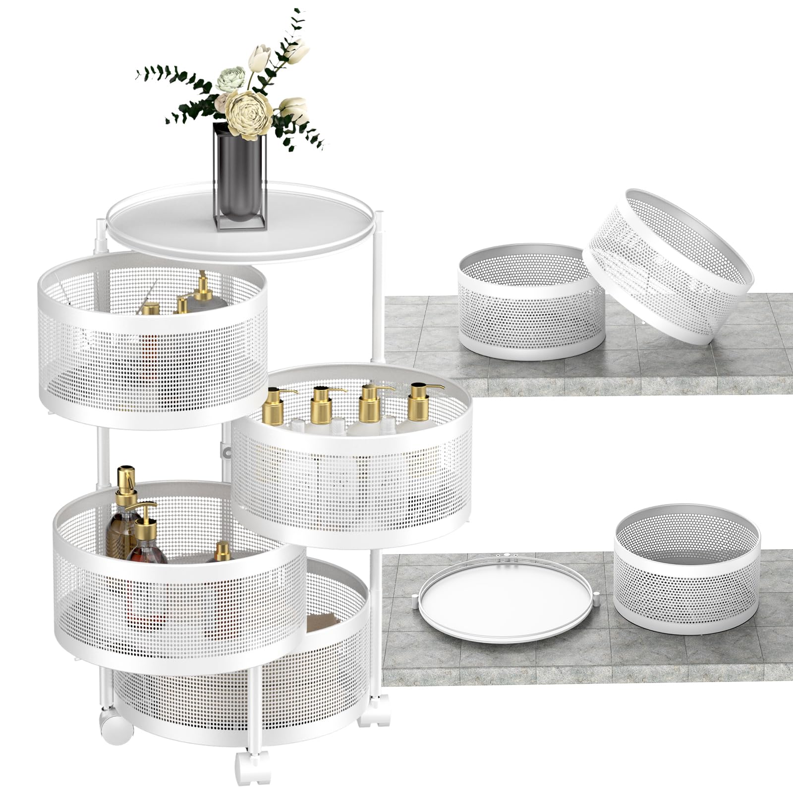 HOYRR Potato Storage Rotating Storage Rack, Fruit and Vegetable Storage ...