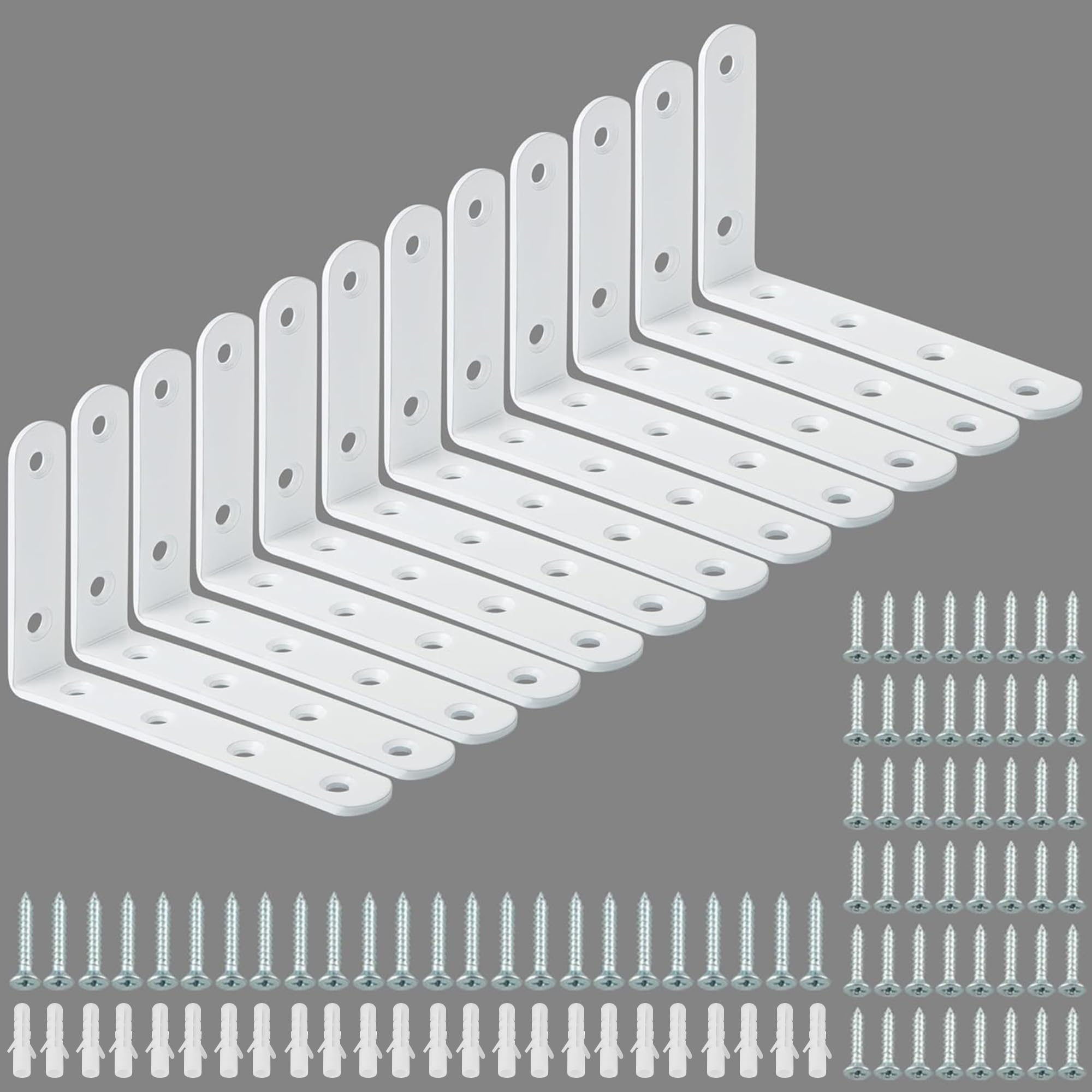 Alise 12 Pack Floating Shelf Brackets,White Heavy Duty L Bracket Corner ...
