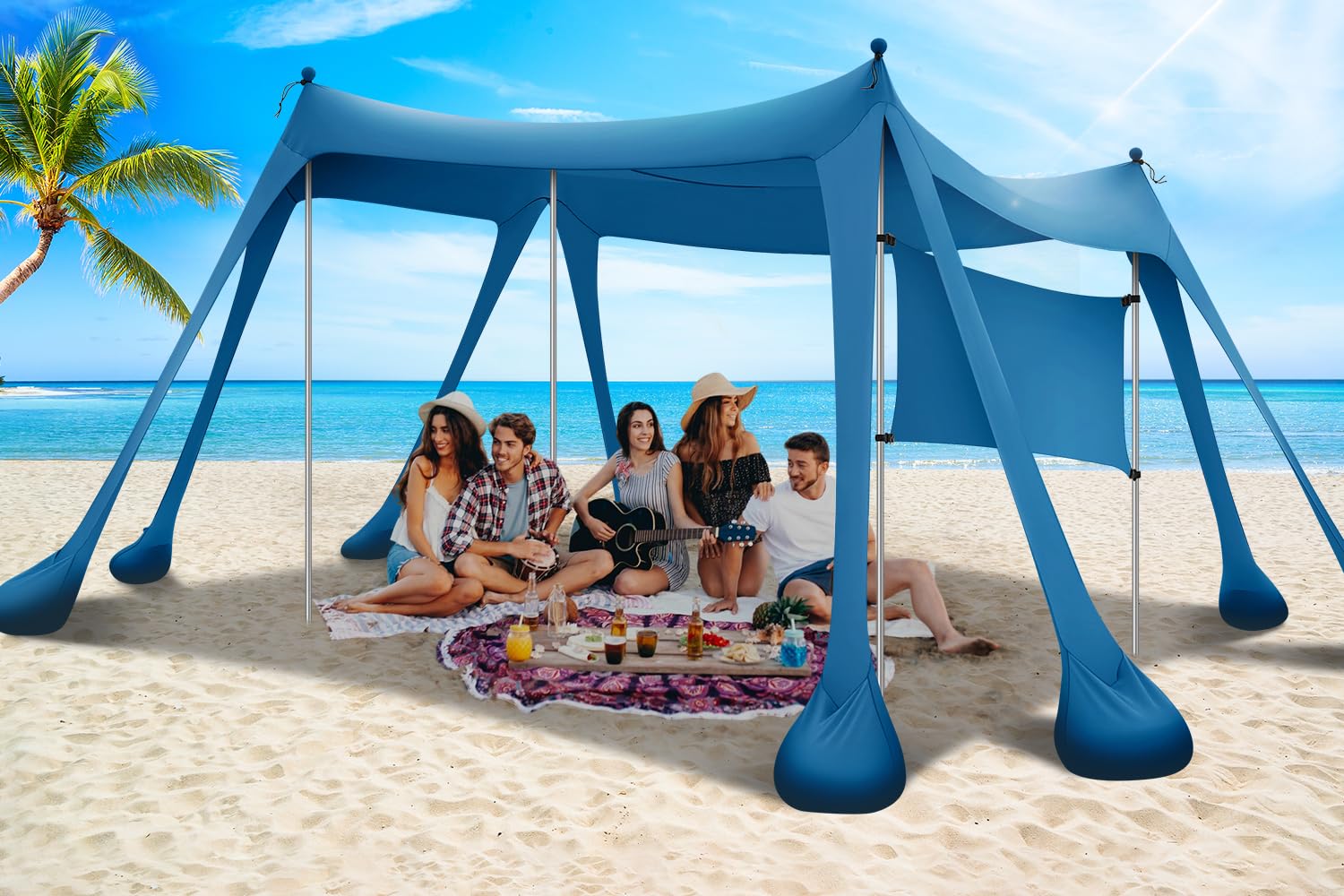 Beach Tent Sun Shelter & Portable Beach Canopy UPF80+ Uv Protection ...